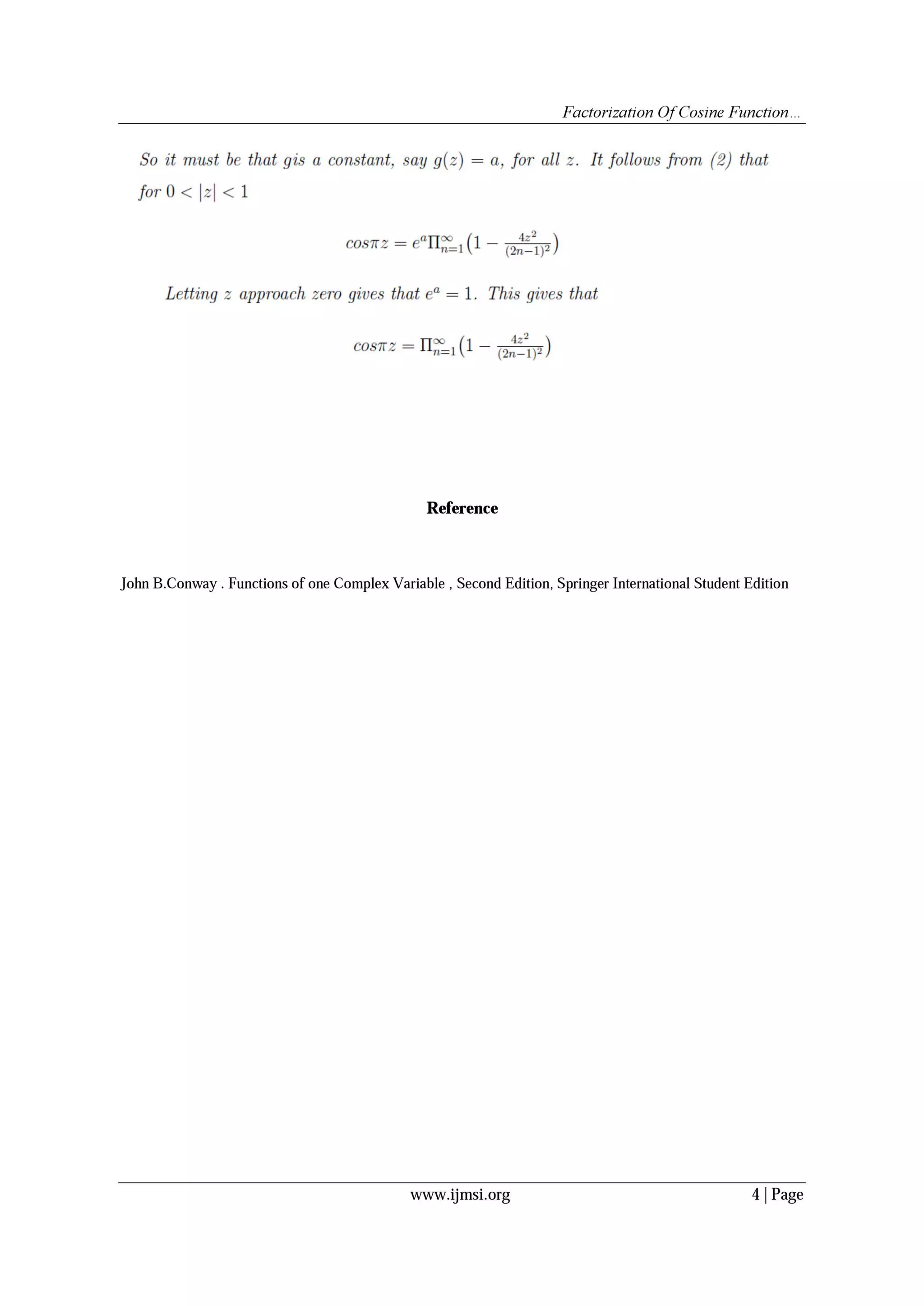 Factorization of Cosine Function | PDF