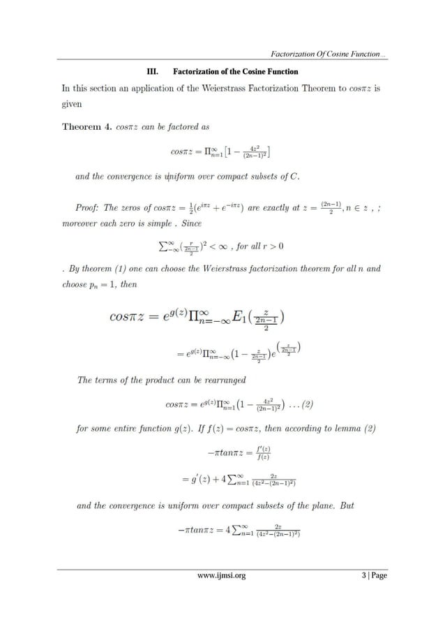 Factorization of Cosine Function | PDF