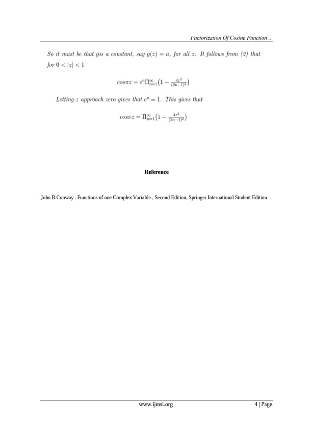 Factorization of Cosine Function | PDF
