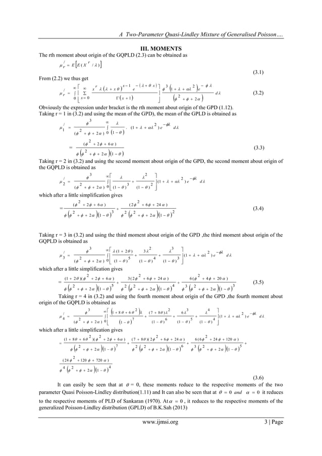A Two-Parameter Quasi-Lindley Mixture of Generalised Poisson Distribution | PDF