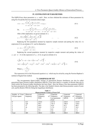 A Two-Parameter Quasi-Lindley Mixture of Generalised Poisson Distribution | PDF