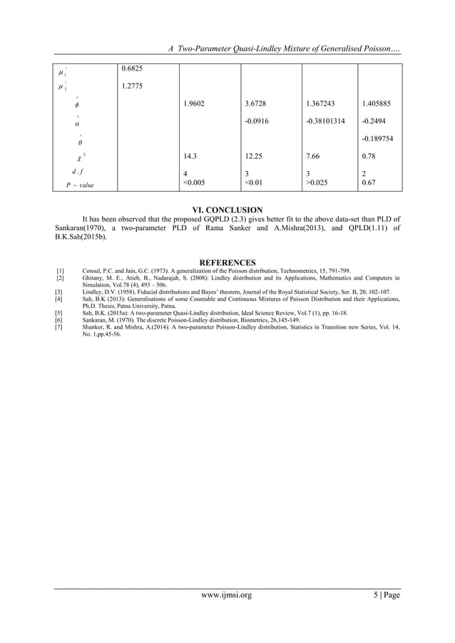 A Two-Parameter Quasi-Lindley Mixture of Generalised Poisson Distribution | PDF