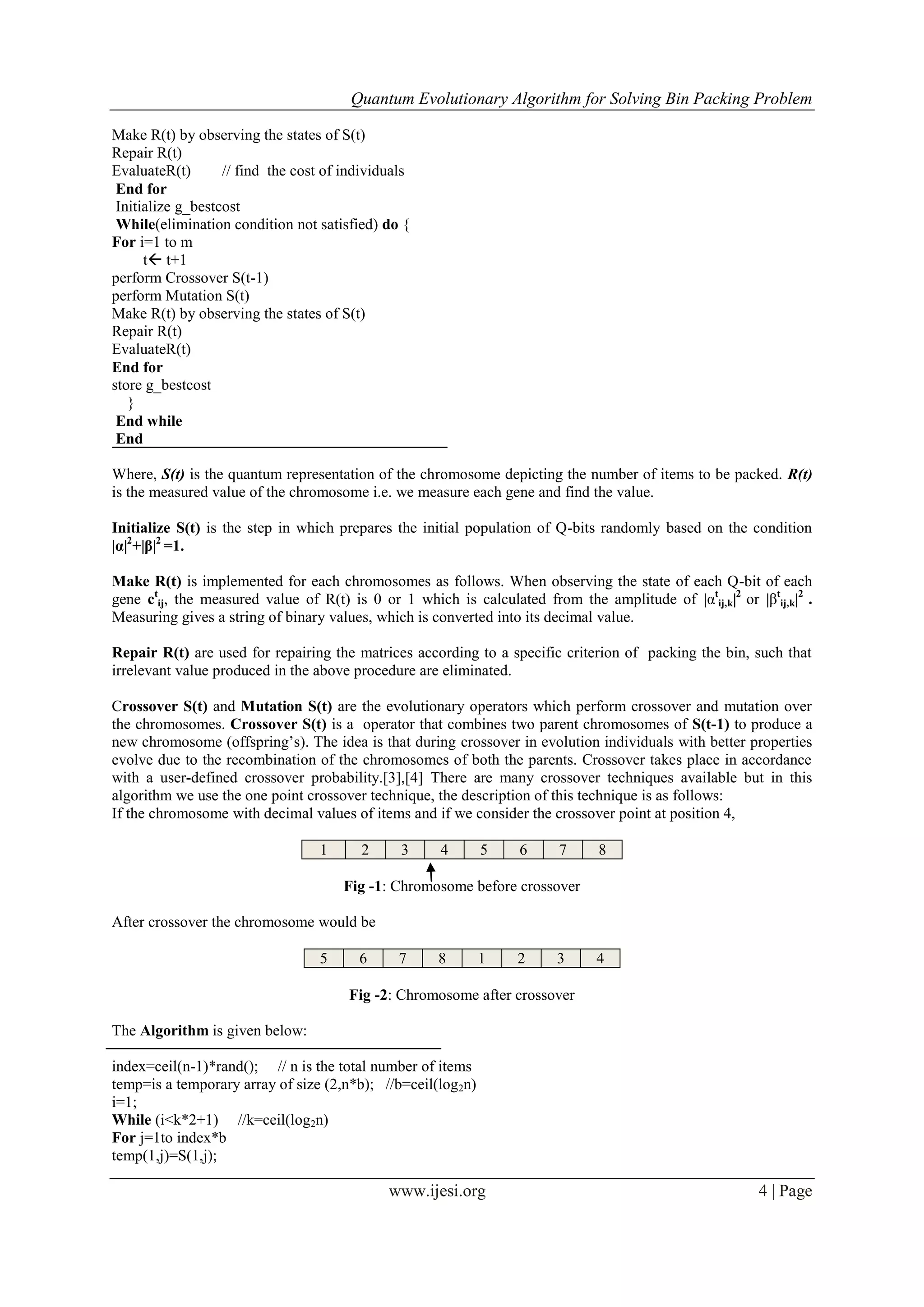 Quantum Evolutionary Algorithm for Solving Bin Packing Problem | PDF
