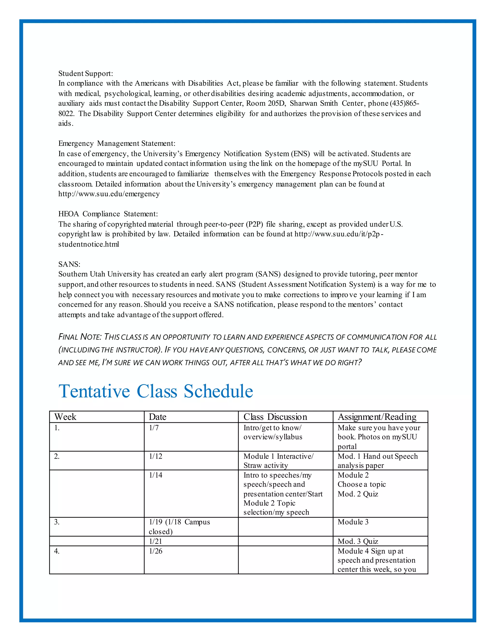 Comm 1010 Syllabus Spring 2016 | DOCX