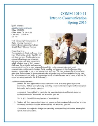 Comm 1010 Syllabus Spring 2016 | PDF