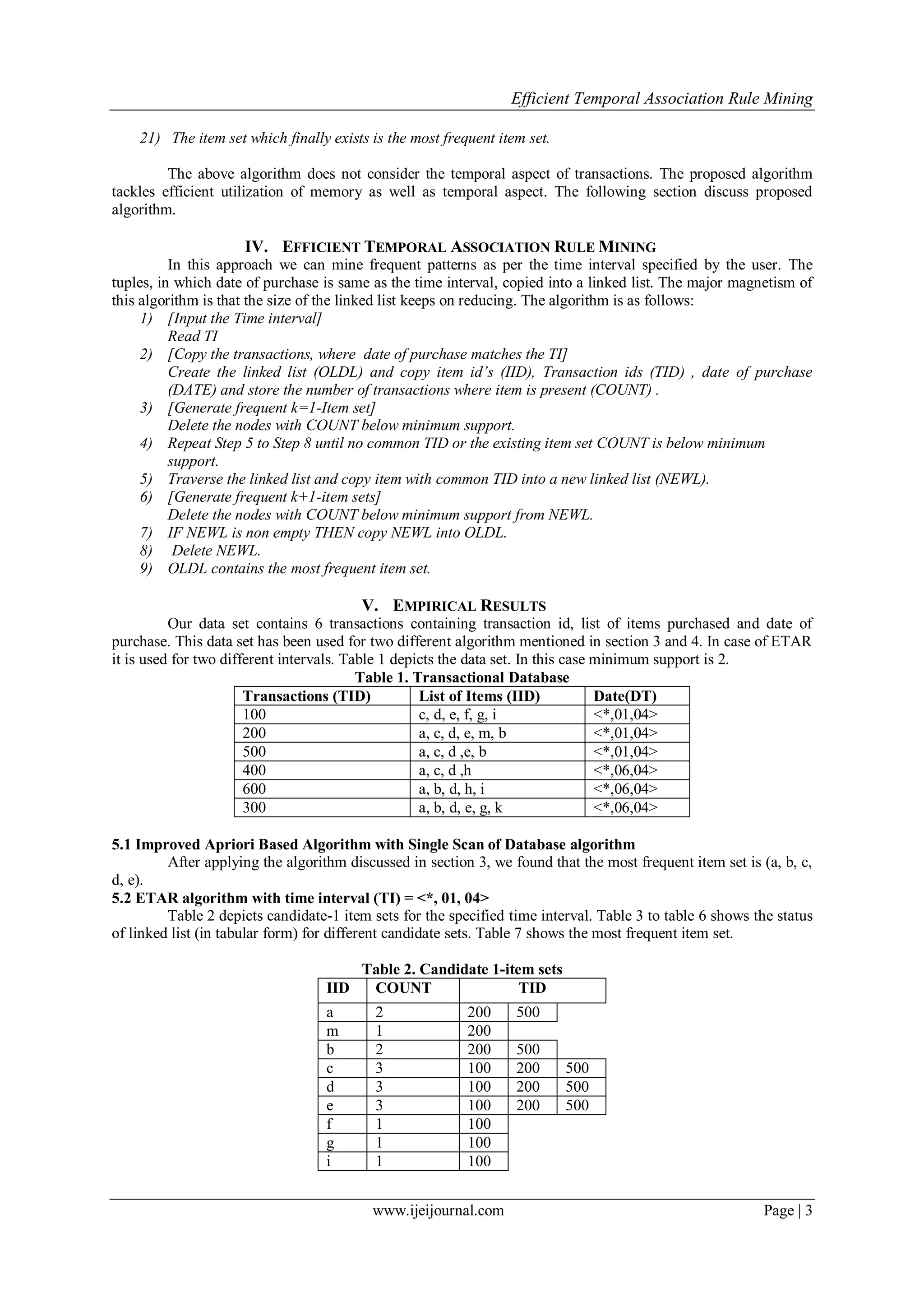 Efficient Temporal Association Rule Mining | PDF | Databases | Computer Software and Applications