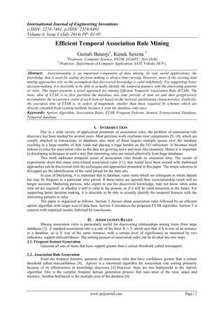 Efficient Temporal Association Rule Mining | PDF | Databases | Computer Software and Applications