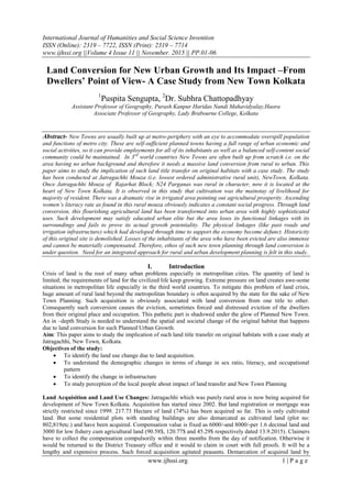 Land Conversion for New Urban Growth and Its Impact –From Dwellers ...