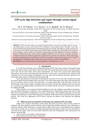 GPS cycle slips detection and repair through various signal combinations | PDF