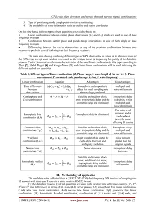 GPS cycle slips detection and repair through various signal combinations | PDF