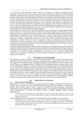 Globalization and Nigeria’s quest for self-Reliance and Political ...
