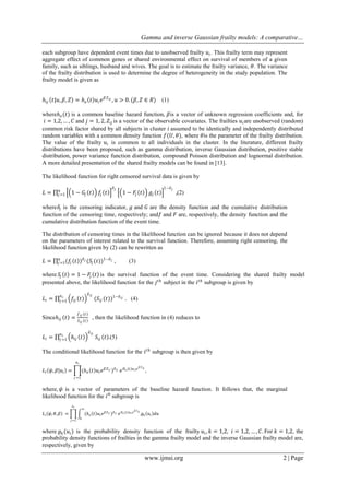 Gamma and inverse Gaussian frailty models: A comparative study | PDF | Diseases and Conditions ...