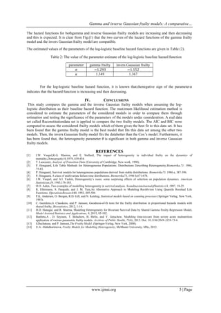 Gamma and inverse Gaussian frailty models: A comparative study | PDF | Diseases and Conditions ...