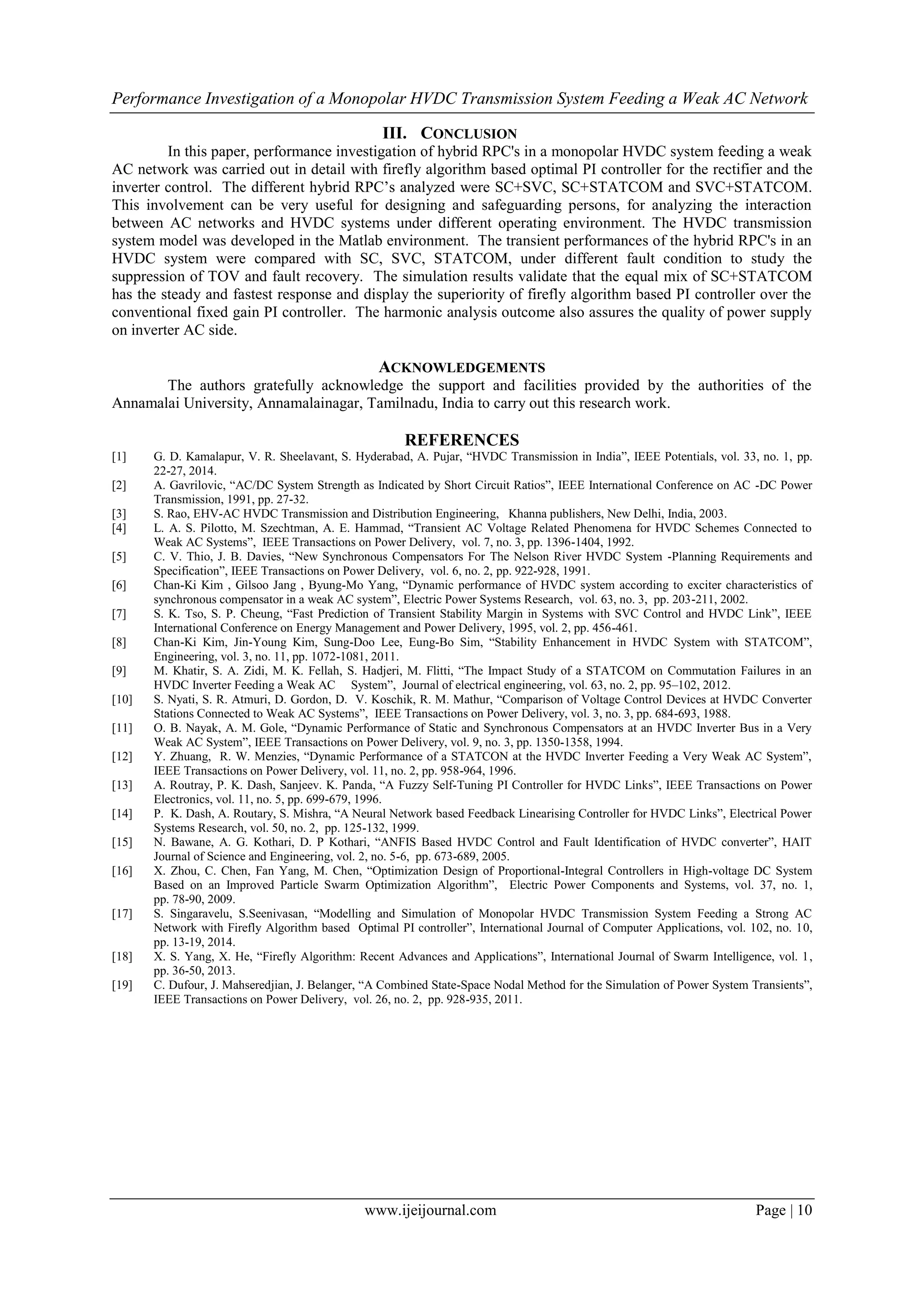Performance Investigation of a Monopolar HVDC Transmission System ...
