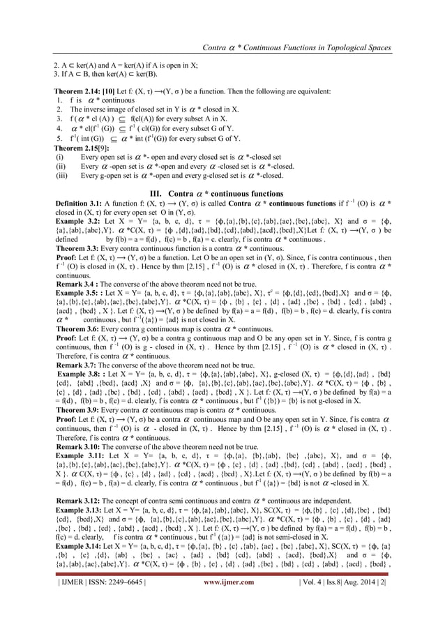 Contra * Continuous Functions in Topological Spaces | PDF