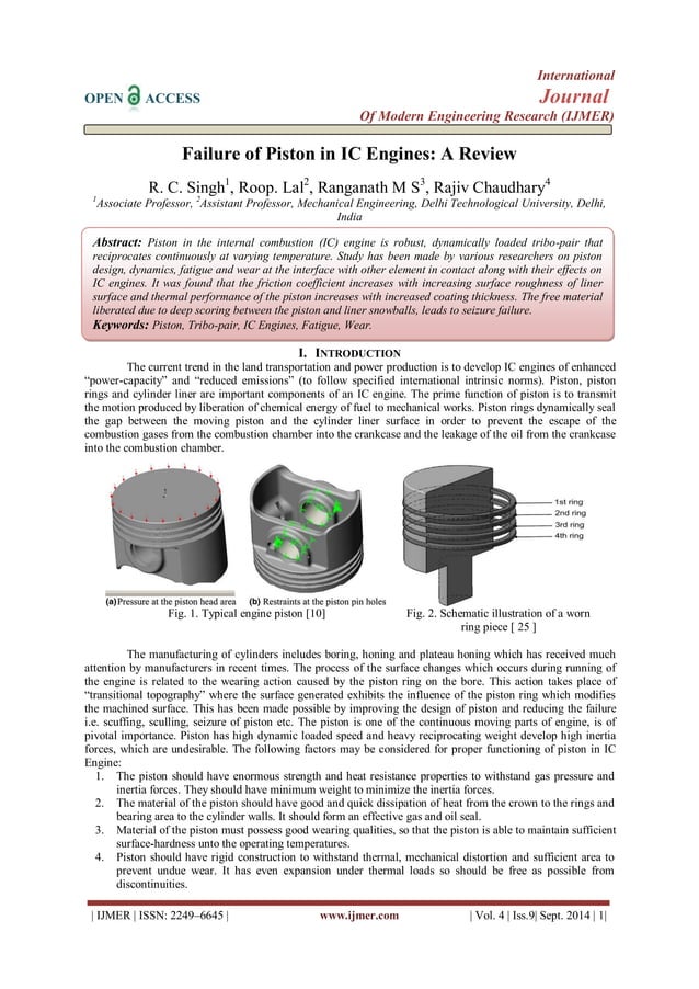 Failure of Piston in IC Engines: A Review | PDF