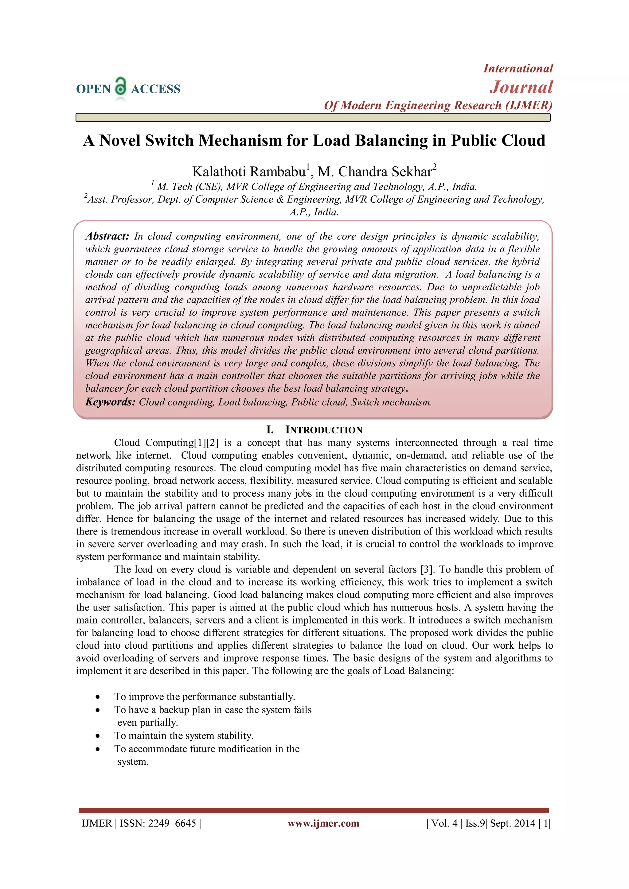 A Novel Switch Mechanism for Load Balancing in Public Cloud | PDF