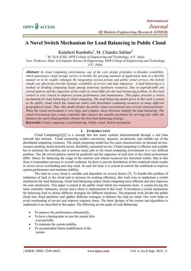 A Novel Switch Mechanism for Load Balancing in Public Cloud | PDF