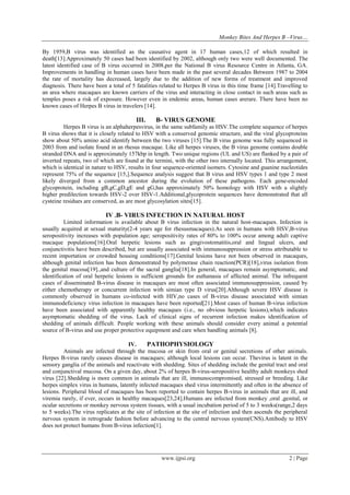 Monkey Bites and Herpes B –Virus Infection in Humans | PDF