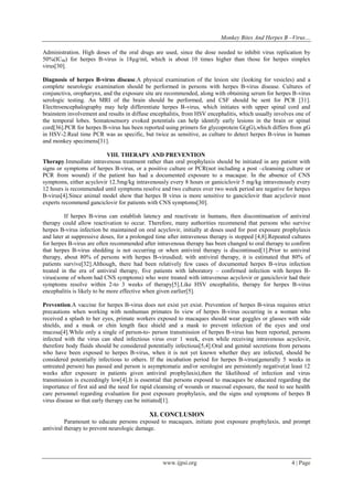 Monkey Bites and Herpes B –Virus Infection in Humans | PDF