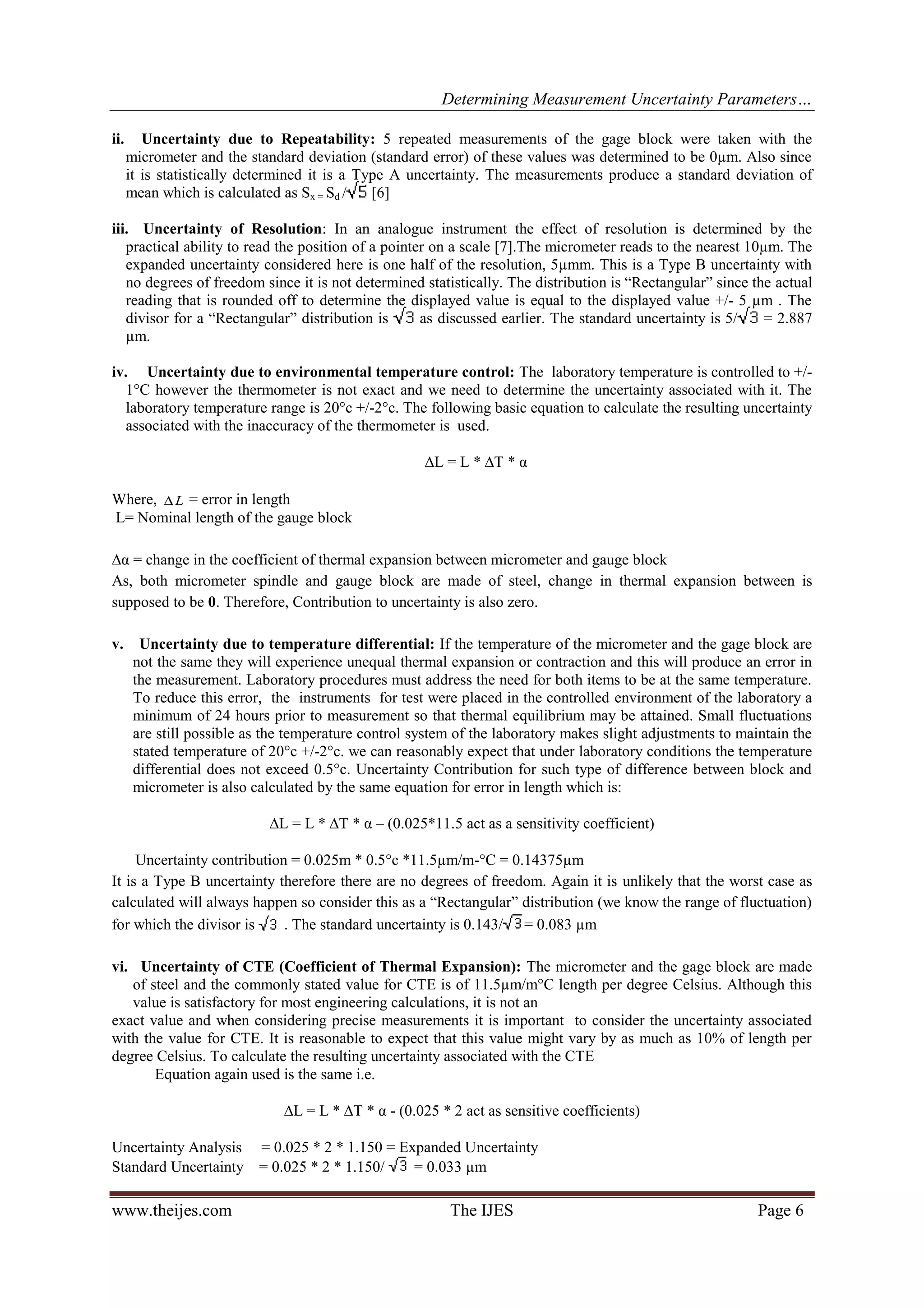 Determining Measurement Uncertainty Parameters for Calibration ...