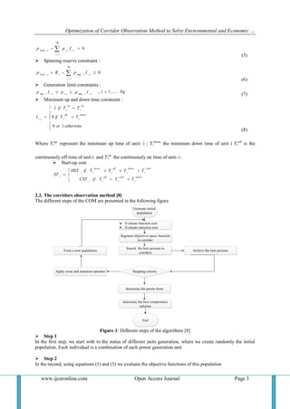 Optimization of Corridor Observation Method to Solve Environmental and Economic Dispatch Problem ...