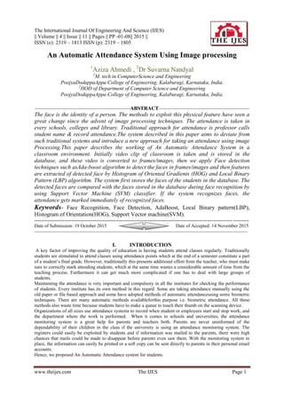 An Automatic Attendance System Using Image processing | PDF | Educational Assessment | Education