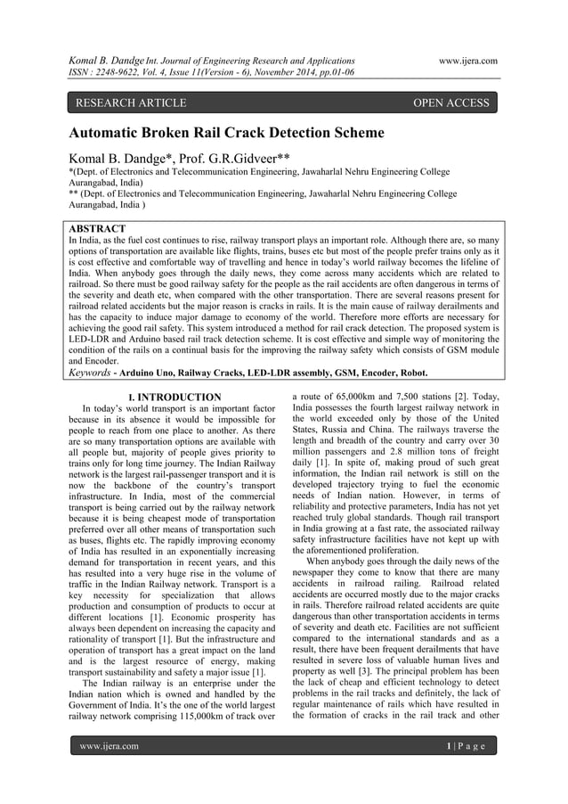 Automatic Broken Rail Crack Detection Scheme | PDF | Rail Travel ...