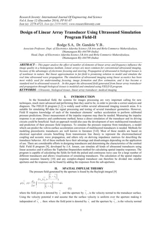 Design of Linear Array Transducer Using Ultrasound Simulation Program ...