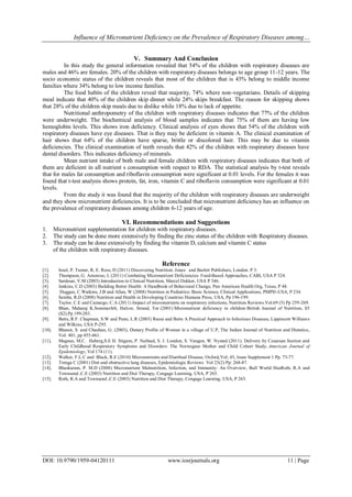 Influence of Micronutrient Deficiency on the Prevalence of Respiratory ...
