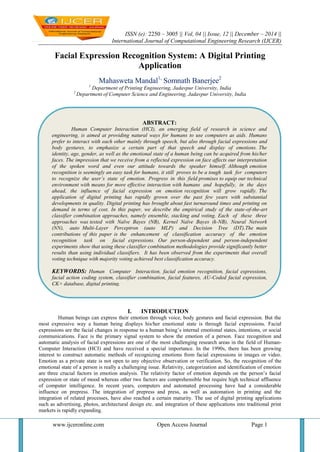 Facial Expression Recognition System: A Digital Printing Application | PDF