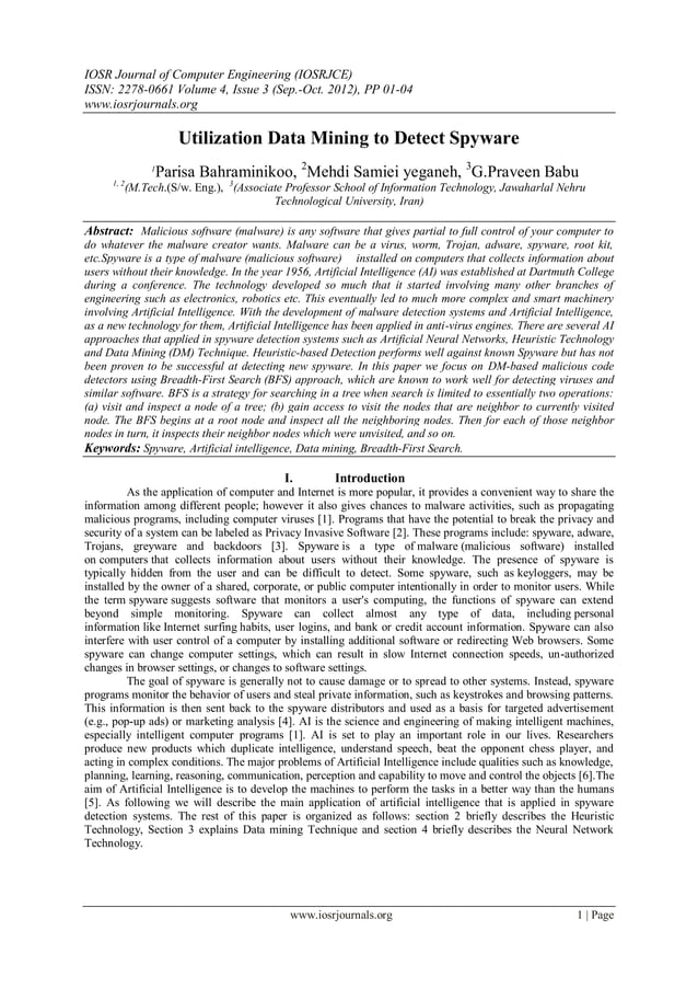 Utilization Data Mining to Detect Spyware | PDF