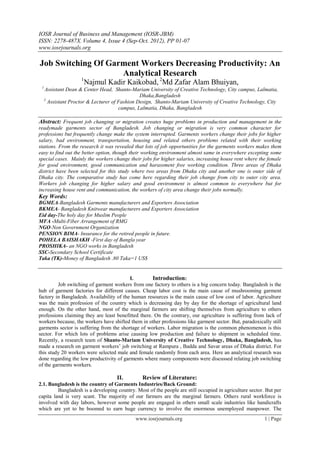 Job Switching of garments workers decreasing Productivity: An ...