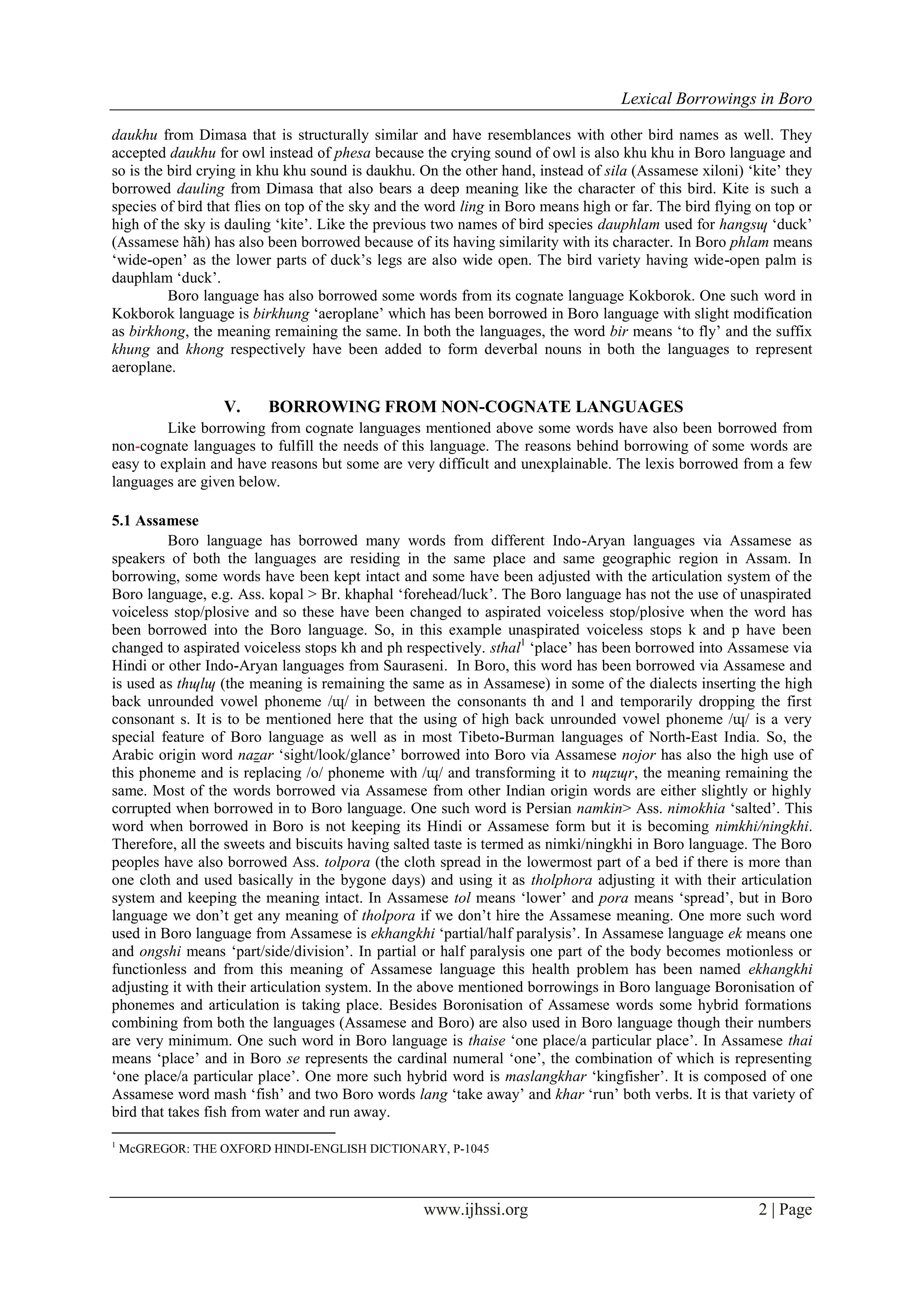 Lexical Borrowings in Boro | PDF