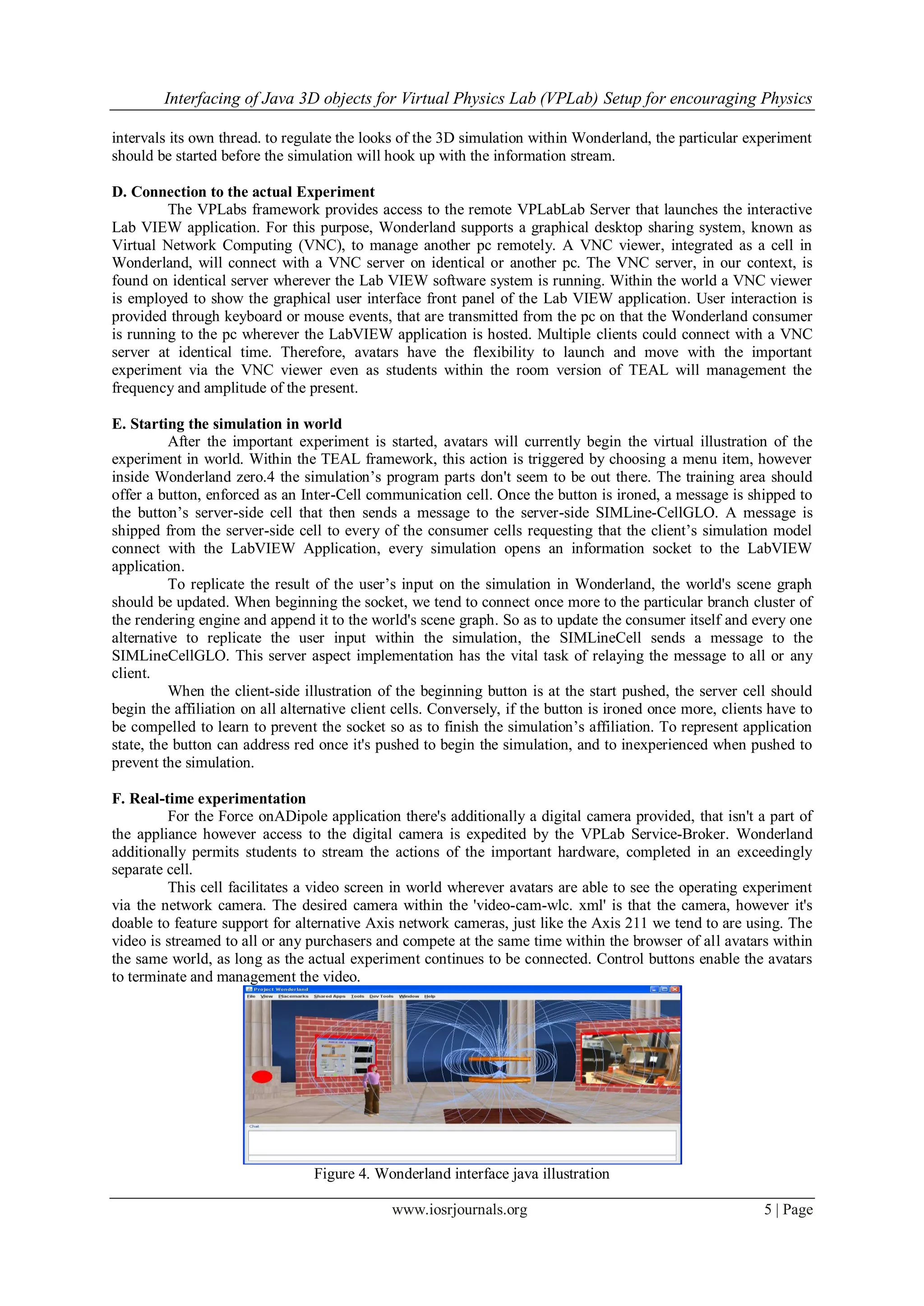 Interfacing of Java 3D objects for Virtual Physics Lab (VPLab) Setup ...