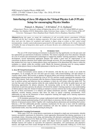 Interfacing of Java 3D objects for Virtual Physics Lab (VPLab) Setup ...