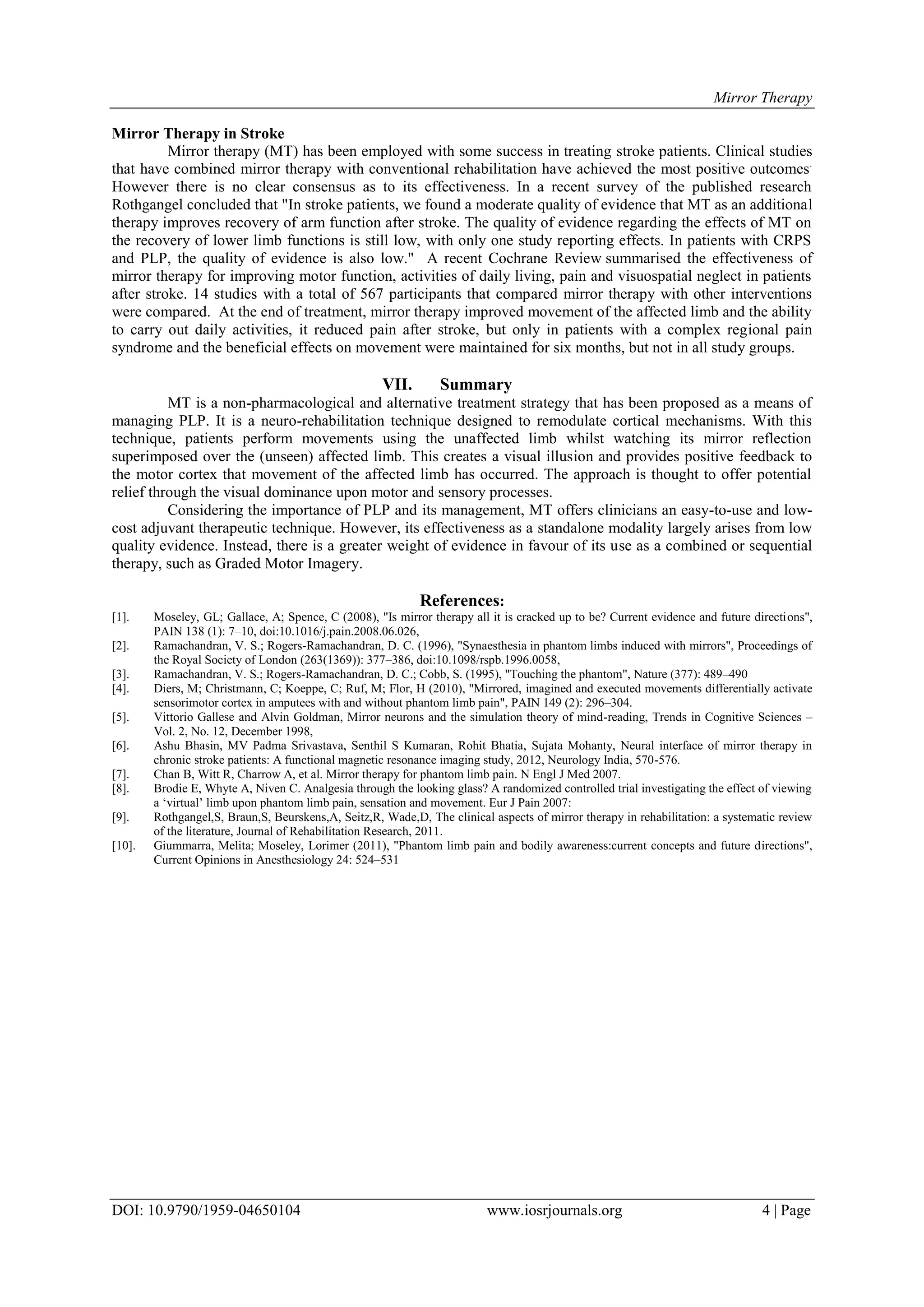 Mirror Therapy | PDF