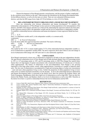Urbanisation and Human Development: A Study of West Bengal | PDF