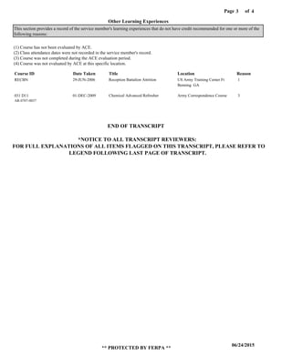 United States Army Training and Skillset Transcript | PDF