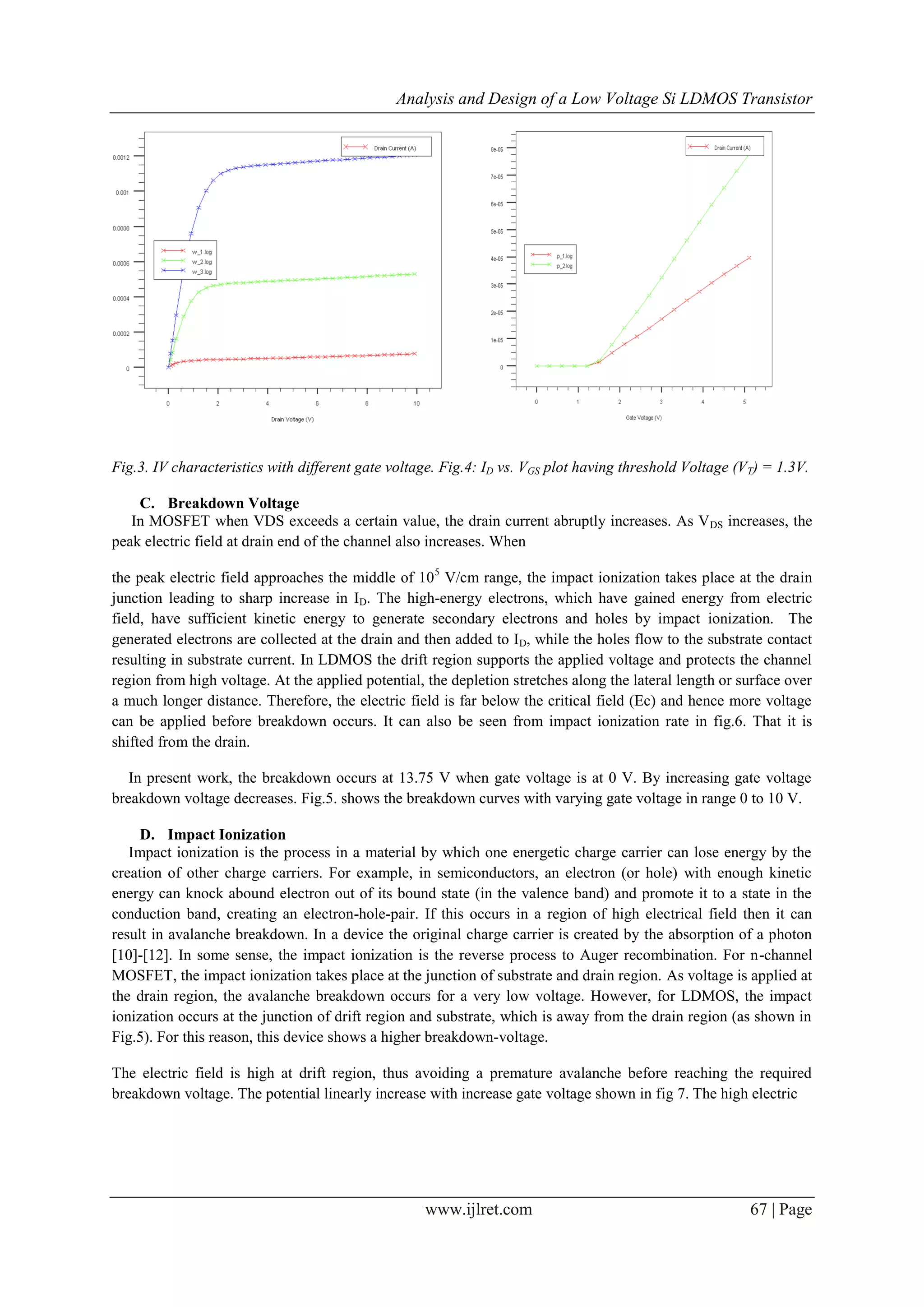Analysis and Design of a Low Voltage Si LDMOS Transistor | PDF