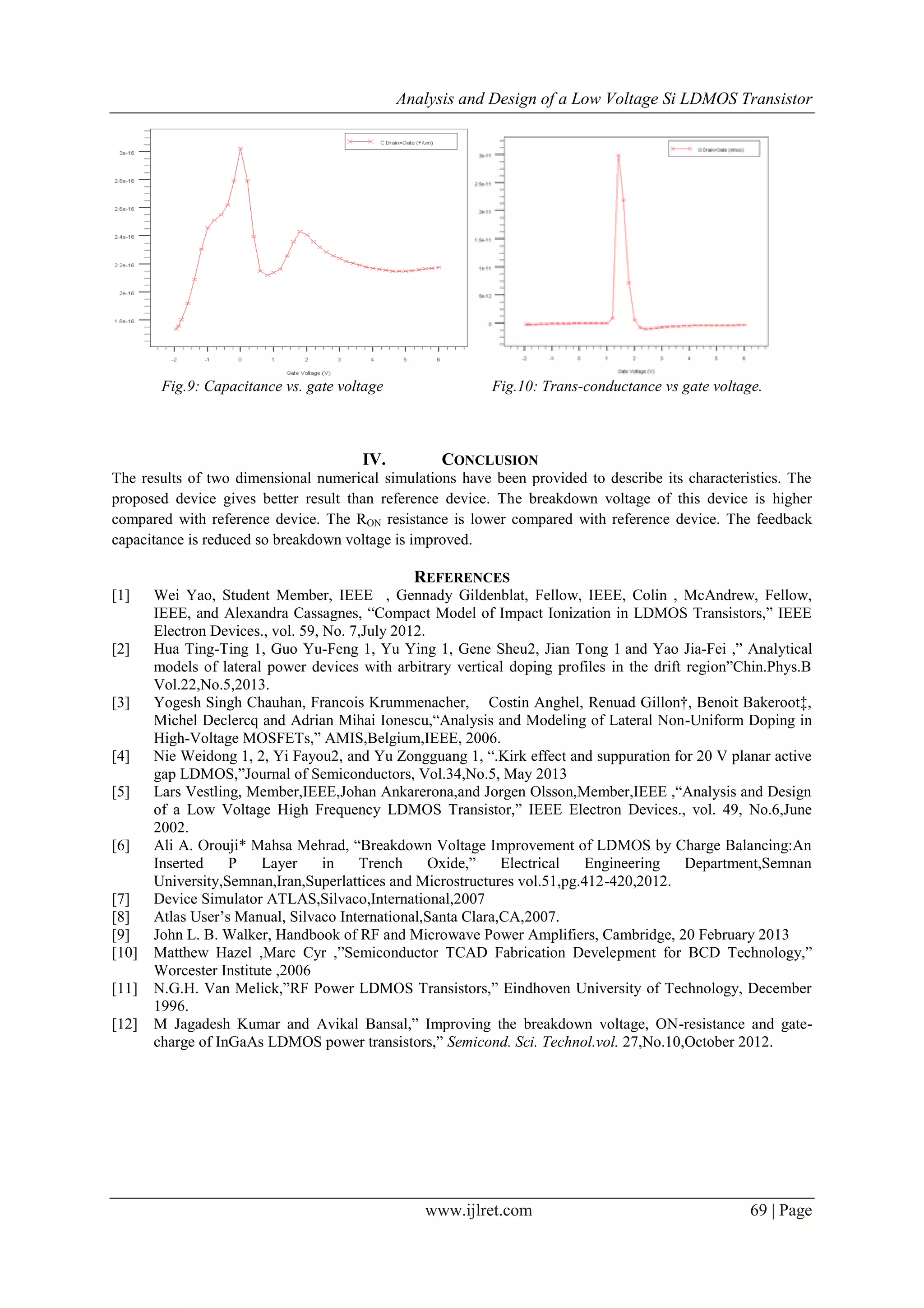 Analysis and Design of a Low Voltage Si LDMOS Transistor | PDF