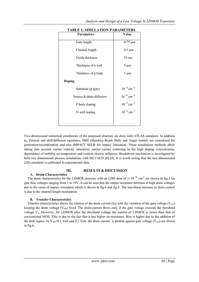 Analysis and Design of a Low Voltage Si LDMOS Transistor | PDF