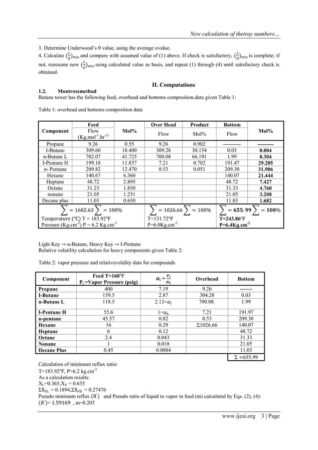 New calculation of thetray numbers for Debutanizer Tower in BIPC | PDF