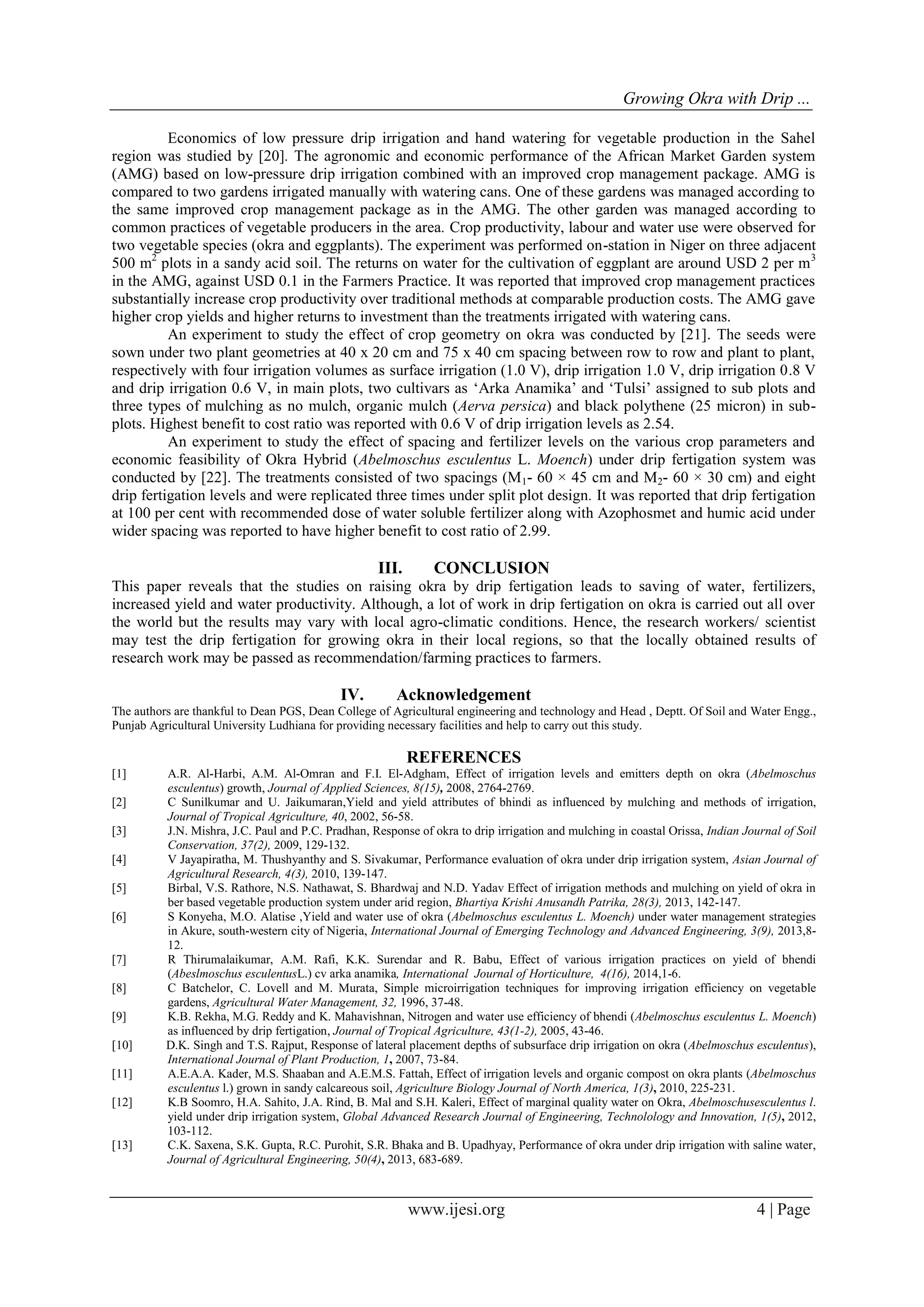 Growing Okra with Drip Fertigation- A Review | PDF