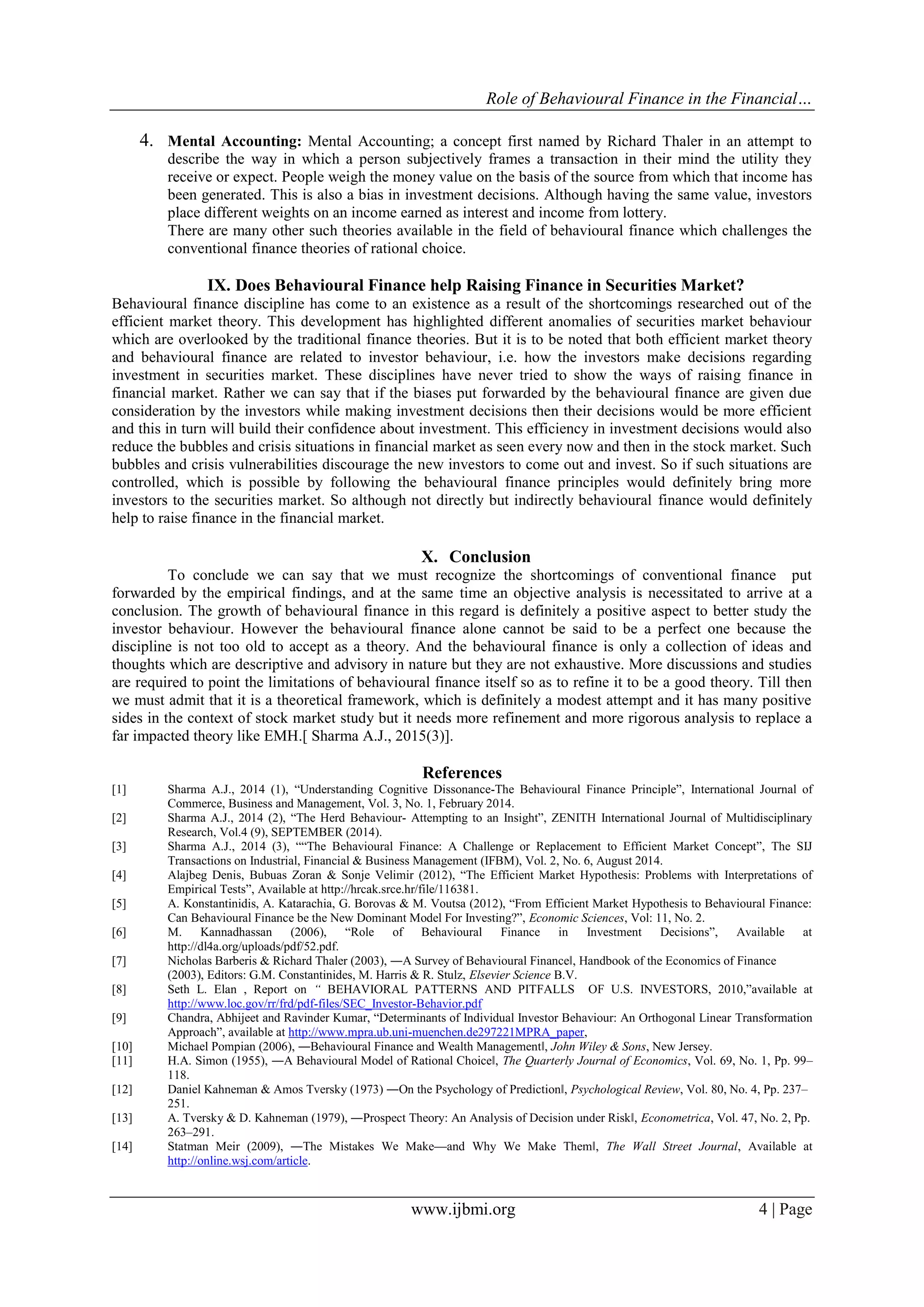 Role of Behavioural Finance in the Financial Market | PDF