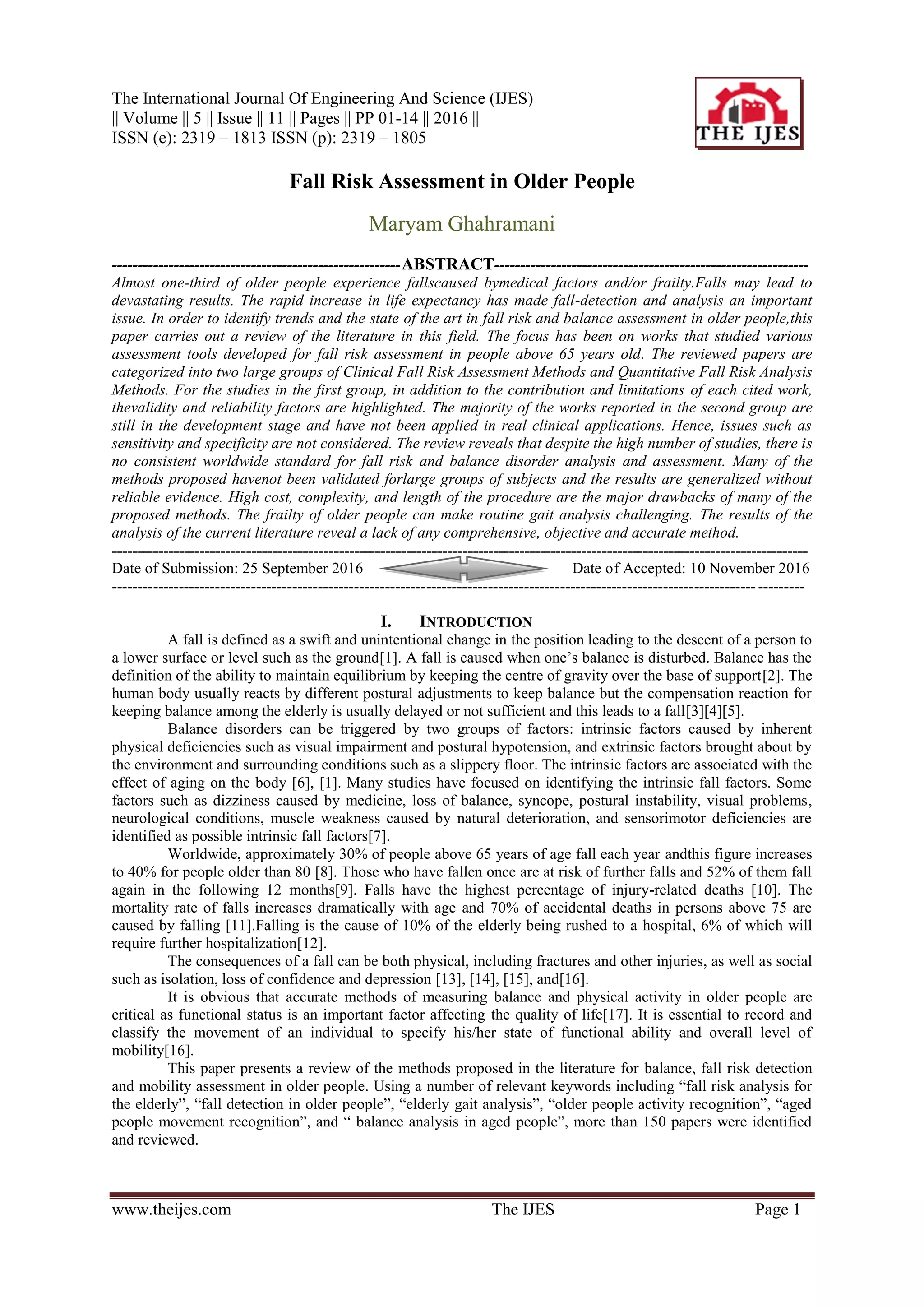 Fall Risk Assessment in Older People | PDF