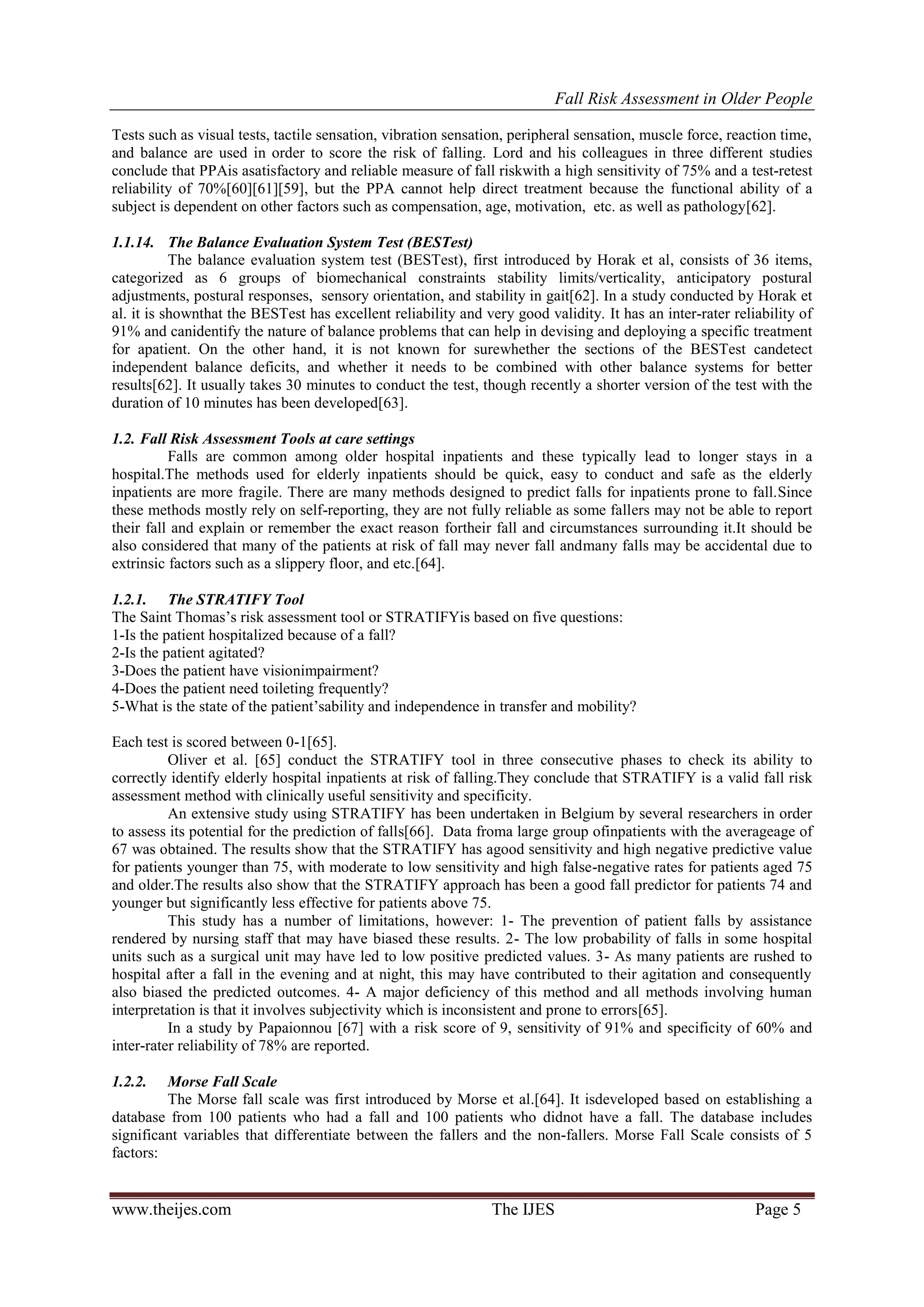 Fall Risk Assessment in Older People | PDF
