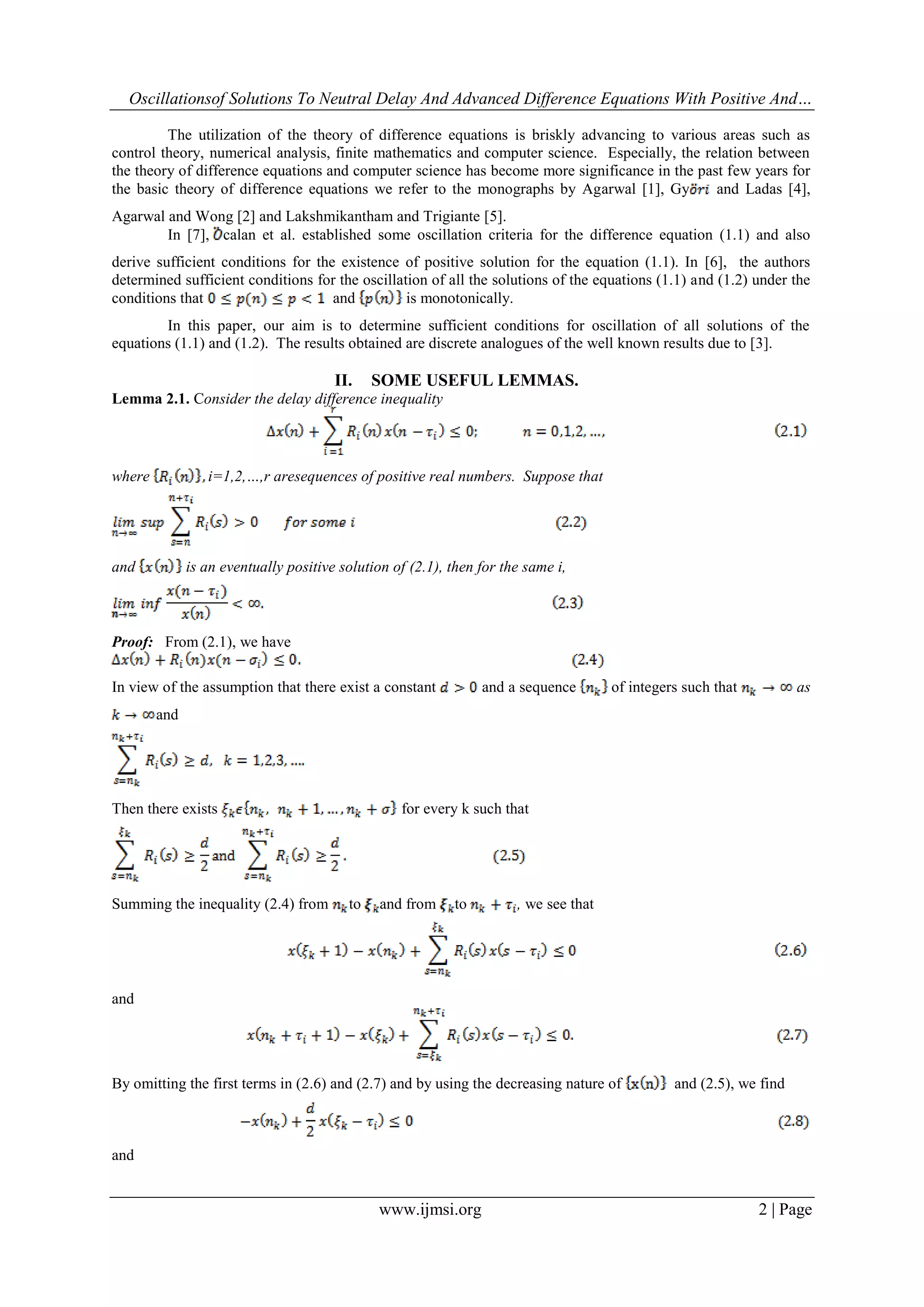 Oscillation Of Solutions To Neutral Delay And Advanced Difference Equations With Positive And
