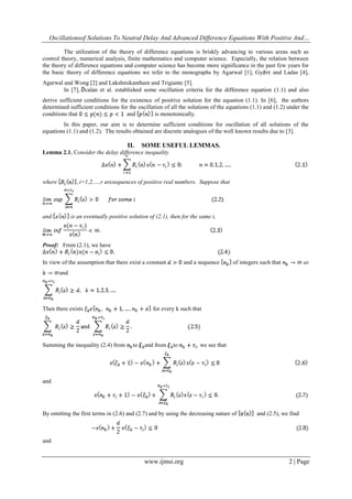 Oscillation of Solutions to Neutral Delay and Advanced Difference ...