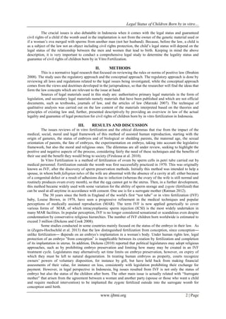 Legal Status of Children Born by in vitro Fertilization Programs in ...